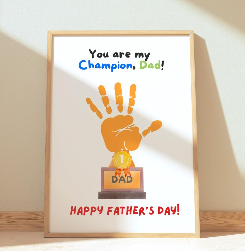 Trophy Handprint Art for Dad | Father's Day Gift From Kids | Printable ...