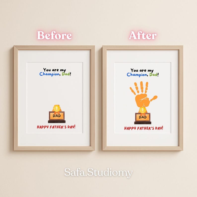 Trophy Handprint Art for Dad | Father's Day Gift From Kids | Printable ...