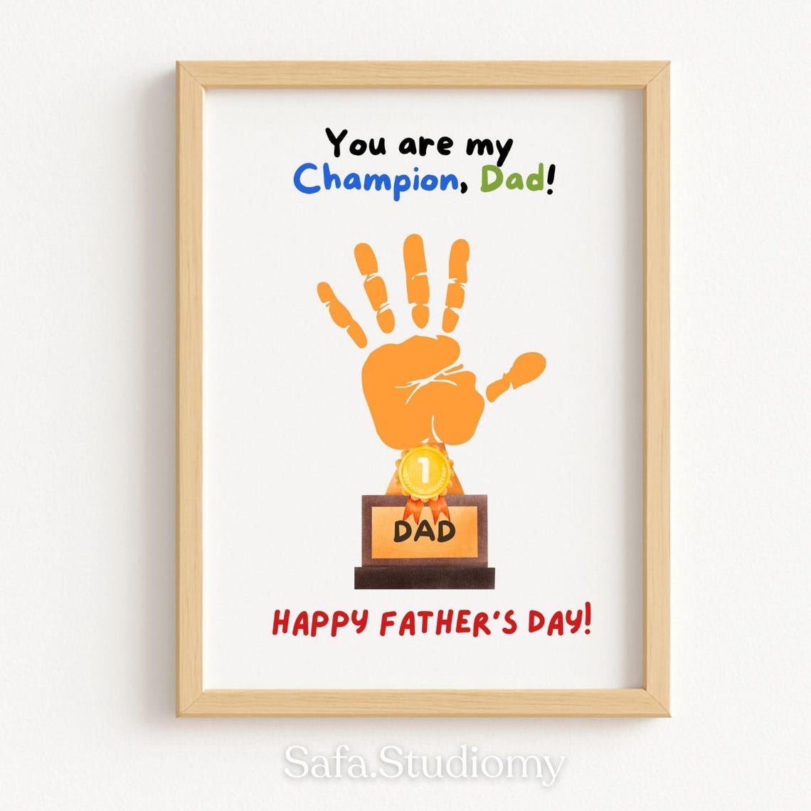 Trophy Handprint Art for Dad | Father's Day Gift From Kids | Printable ...