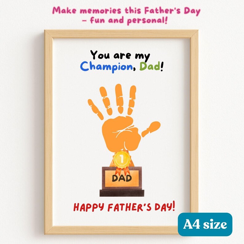 Trophy Handprint Art for Dad | Father's Day Gift From Kids | Printable ...