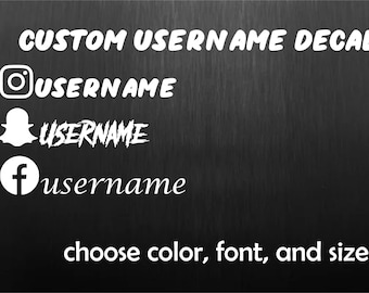 Custom Social Media Username Pair of 2 Decals - Personalized Username ...