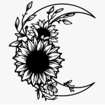 Sunflower Half Moon Art Decal Vinyl Sticker - for Laptop, Windows, Cars ...