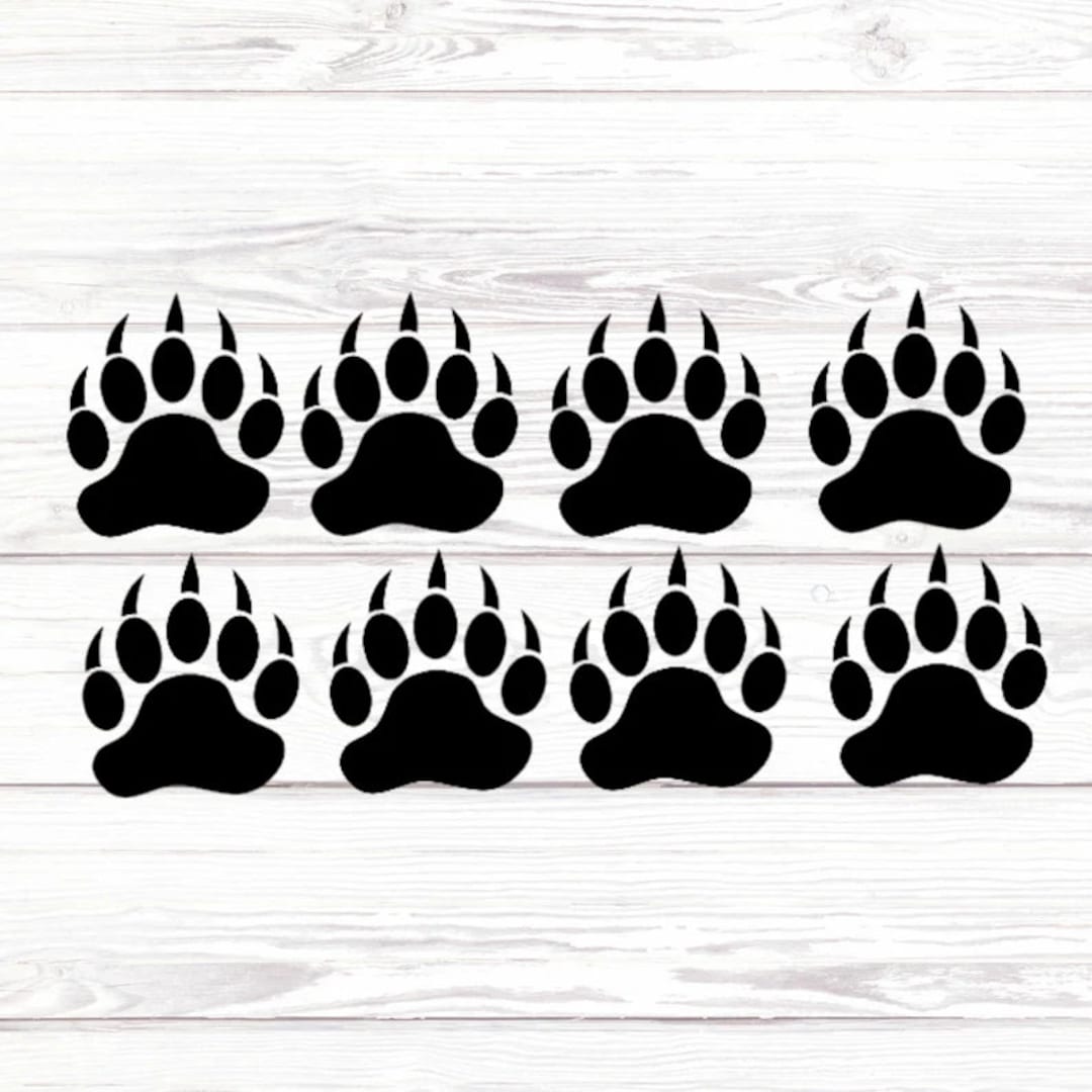 8x Pack Bear Paw Decal, Bear Paw Print, Paw Decal, Grizzly Bear Claw ...