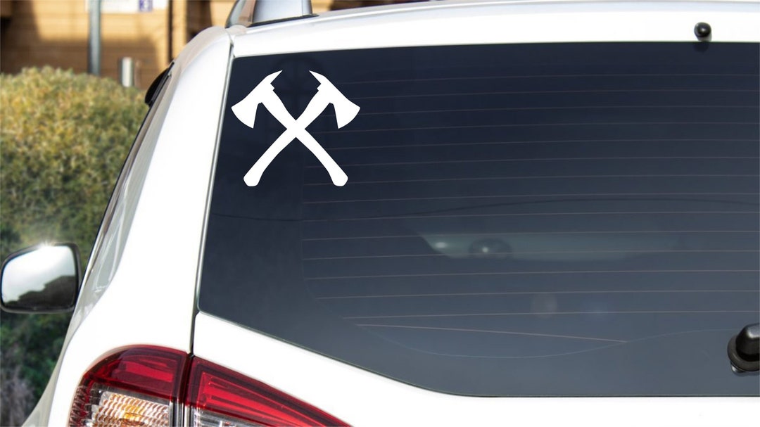 Crossed Firefighter Axes Vinyl Decal Sticker - Fireman Fire Dept ...
