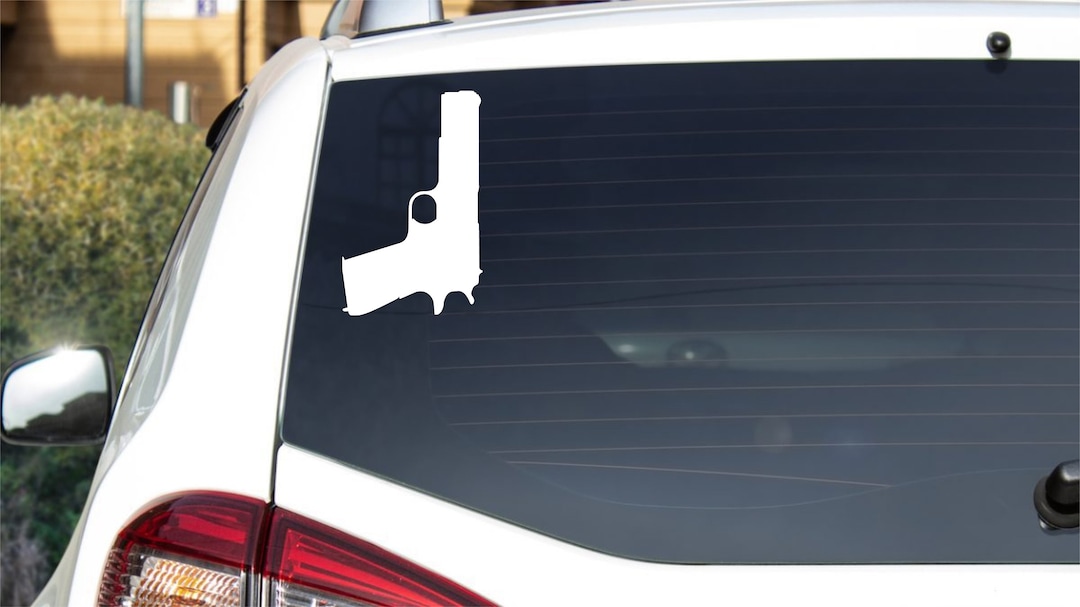 Gun Pistol Decal Vinyl Sticker for Laptop, Windows, Cars, Bottles, Etc ...