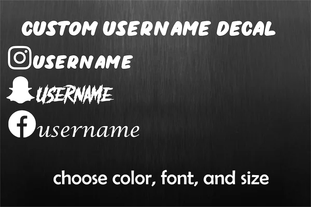 Custom Social Media Username Decals - Personalized Username Sticker ...
