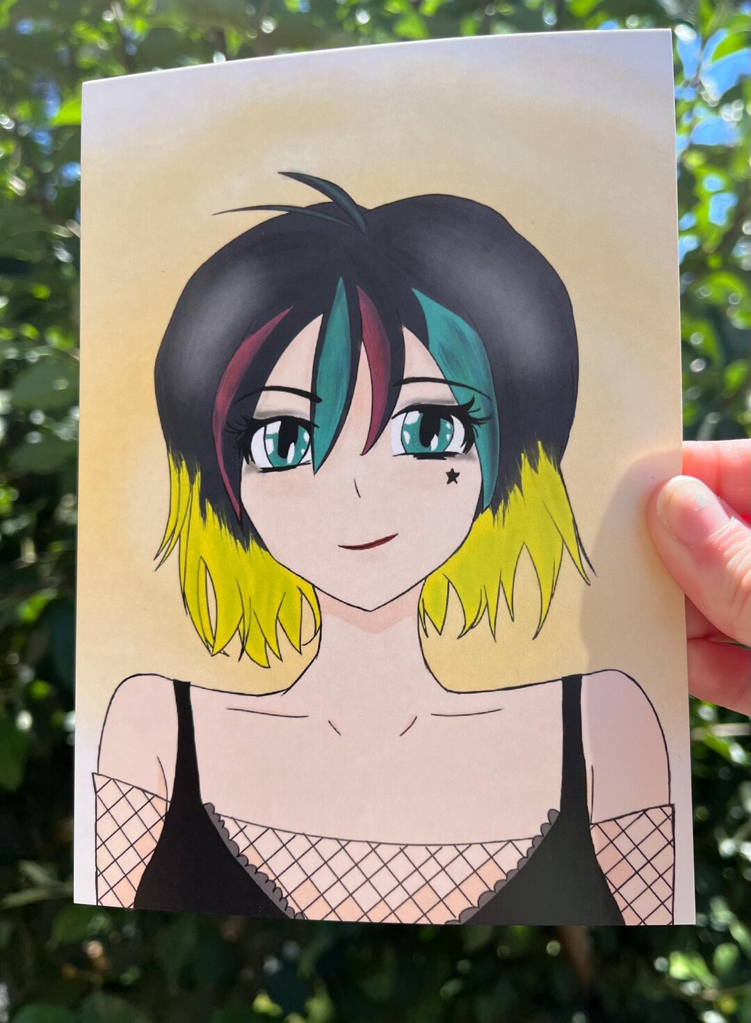 Original Anime-style Print, 5' X 7', Goth Punk Girl Design - Etsy