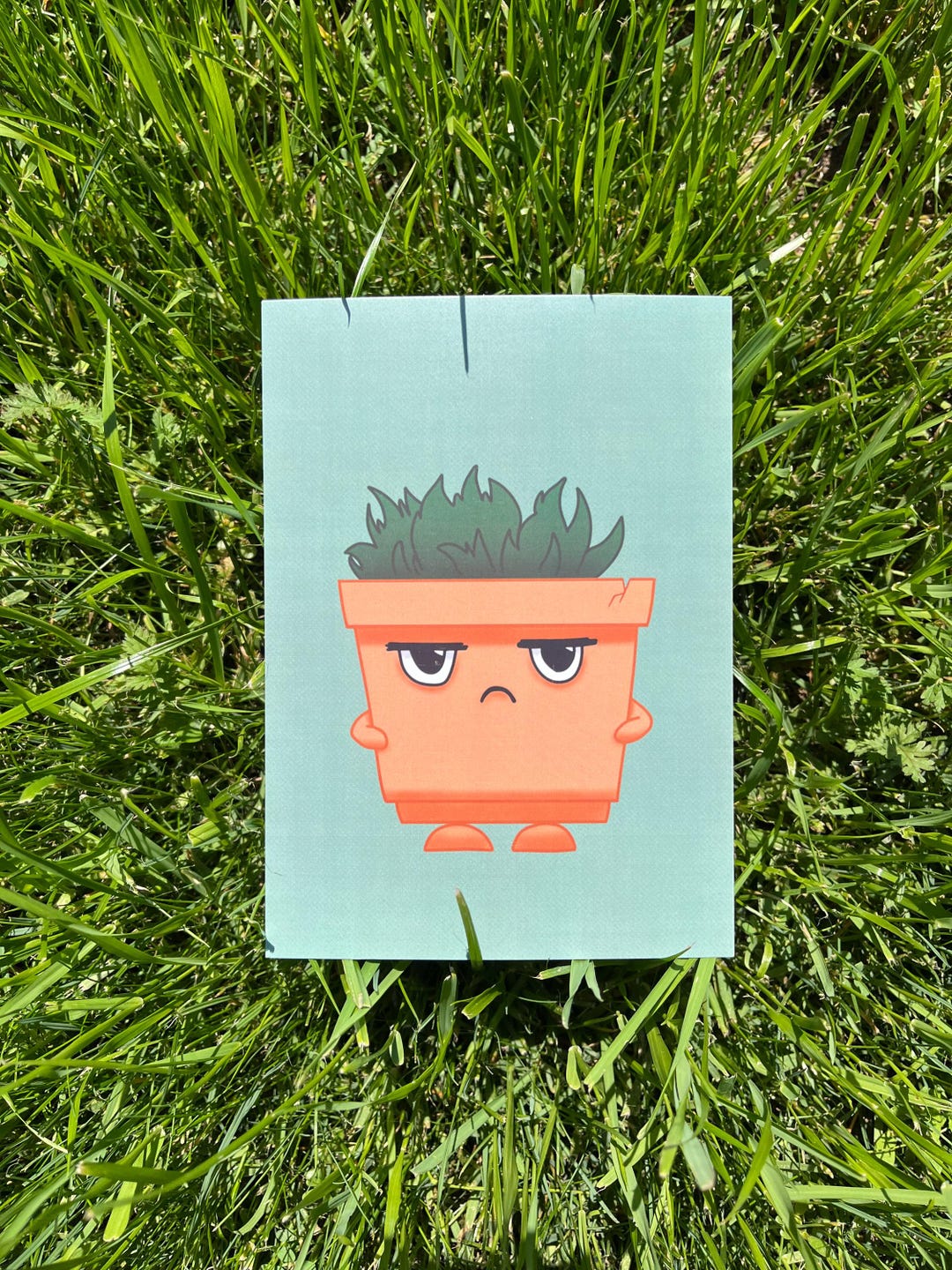 Grumpy Pot, Angry Pot, Disgruntled Pot Art Print, 5'x7' In. Room Decor ...