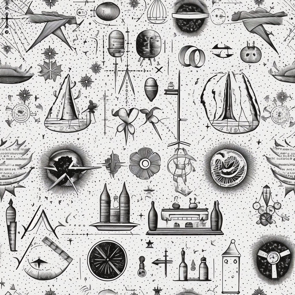 Occult Alchemy Curiosity Creepy Drawing Infinity Prints, Digital Paper ...