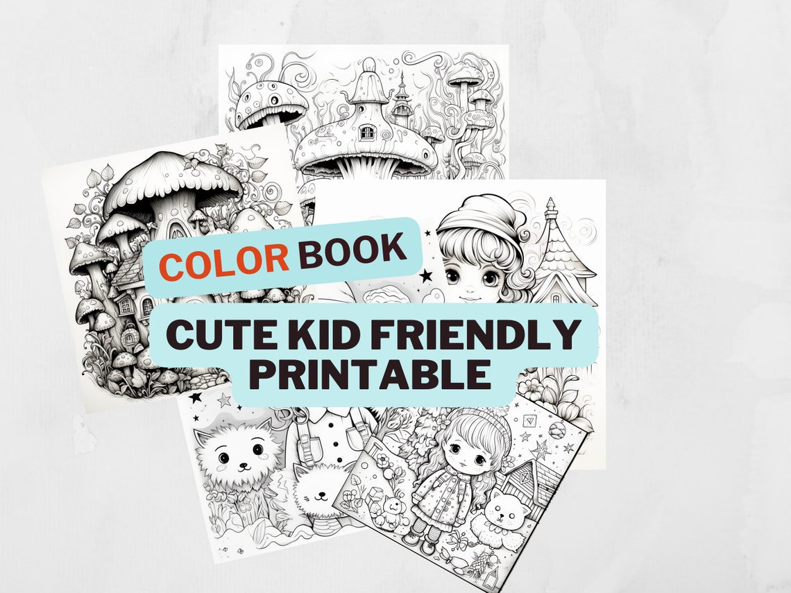 Printable Cute Kid Friendly Coloring Book - Etsy
