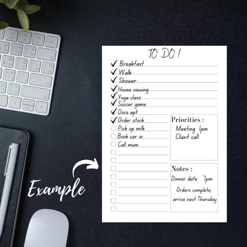 Printable To-do List PDF: Check List Tracker, Notepad, Daily Tasks ...
