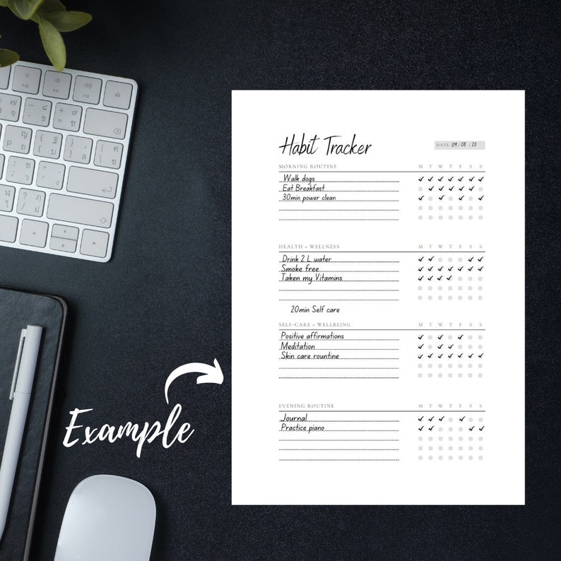 Wellness Goal Tracker Printable: Daily and Weekly Habits, Journal ...