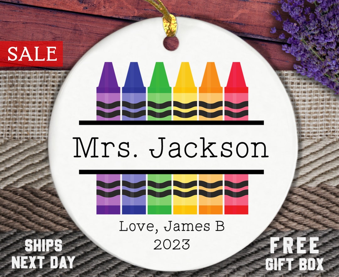 Personalized Teacher Ornament, Crayon Design, Custom Keepsake - Etsy