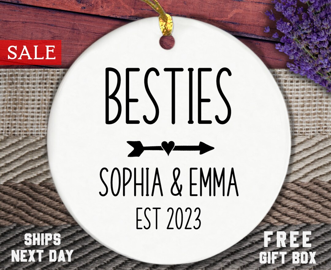 Personalized Besties Est. Ornament, Custom Christmas Keepsake ...