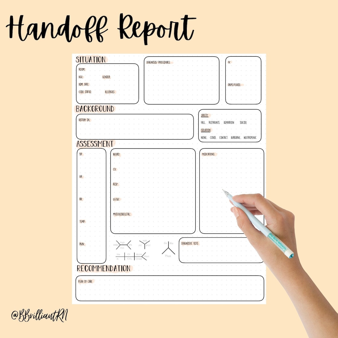 Handoff Nurse Report Sheet - Etsy