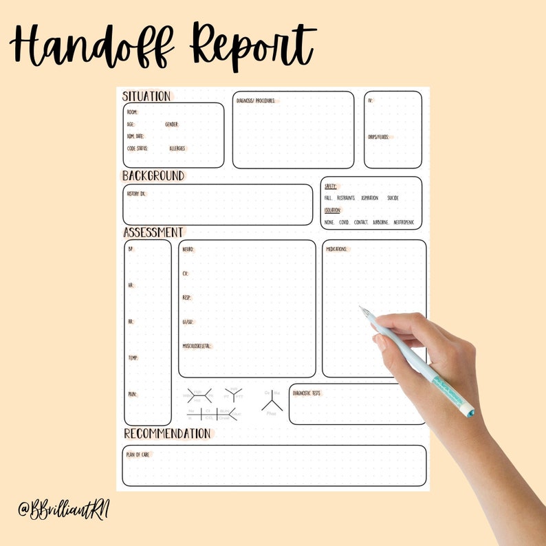 Handoff Nurse Report Sheet - Etsy