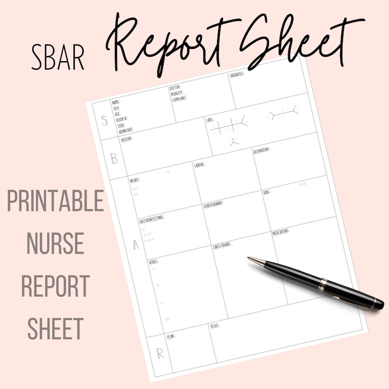 SBAR Handoff Report Sheet - Etsy