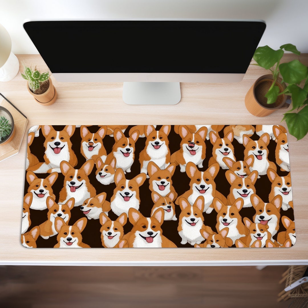 Corgi Desk Mat for Gamers and Pet Lovers - Trendy Dog-themed Desk ...