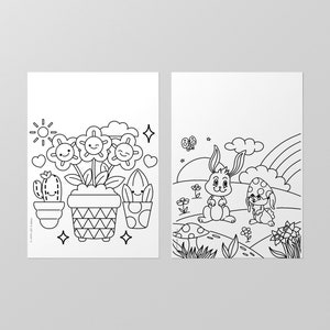 Set of 12 Printable Flower & Animals Coloring Pages for Kids. for Kids ...