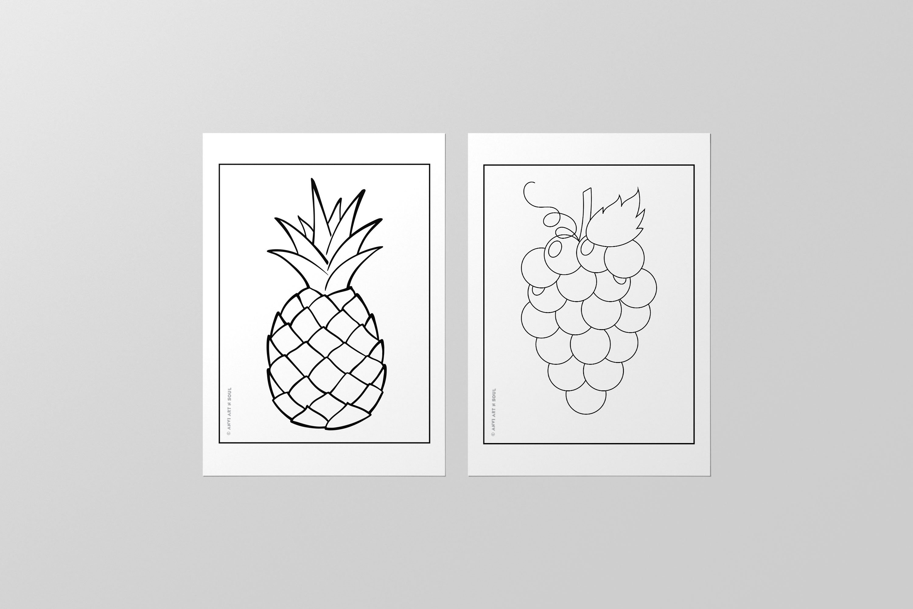 Set of 10 Printable Fruits Coloring Pages for Kids. Perfect for Kids ...