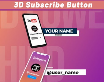 Animated Social Media Lower Thirds, Intro Lower Third Button for Youtube, Subscribe Like ...