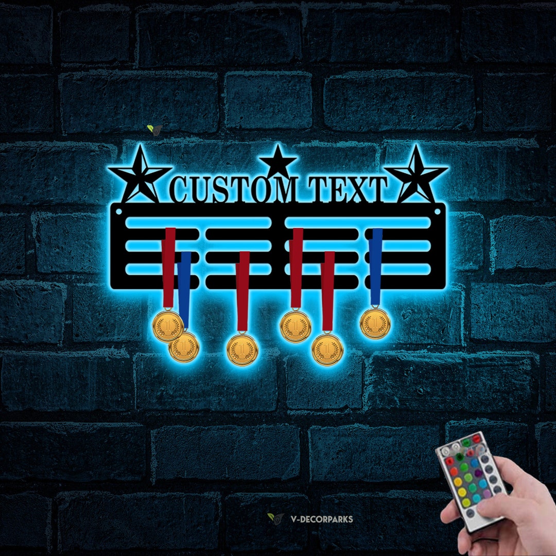 Custom All Star Name Medal Hanger LED Personalized All Star - Etsy