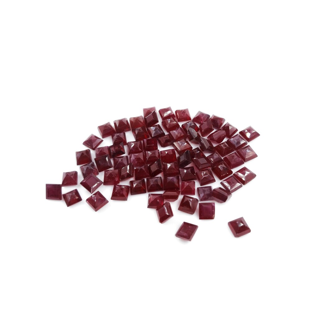 Natural Bangkok Ruby Square 4mm & 5mm, Loose Faceted Natural Calibrated ...