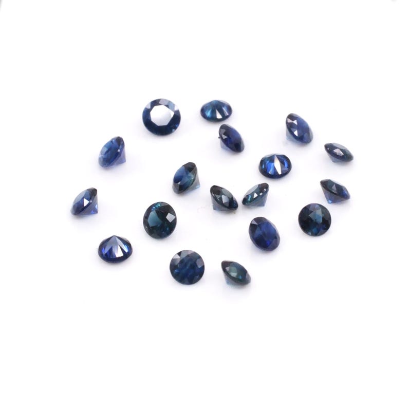 Zafiro azul natural sin tratar, calibrado, redondo, de 3 mm y 3,5 mm ...