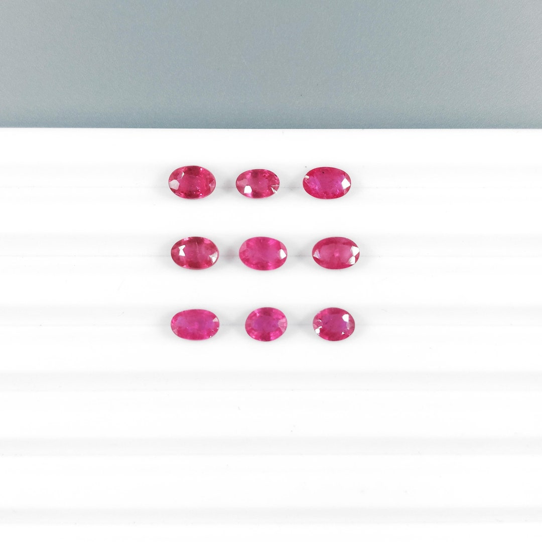 Natural Mozambique Untreated Ruby Calibrated Ovals 6x4mm, Loose Faceted ...