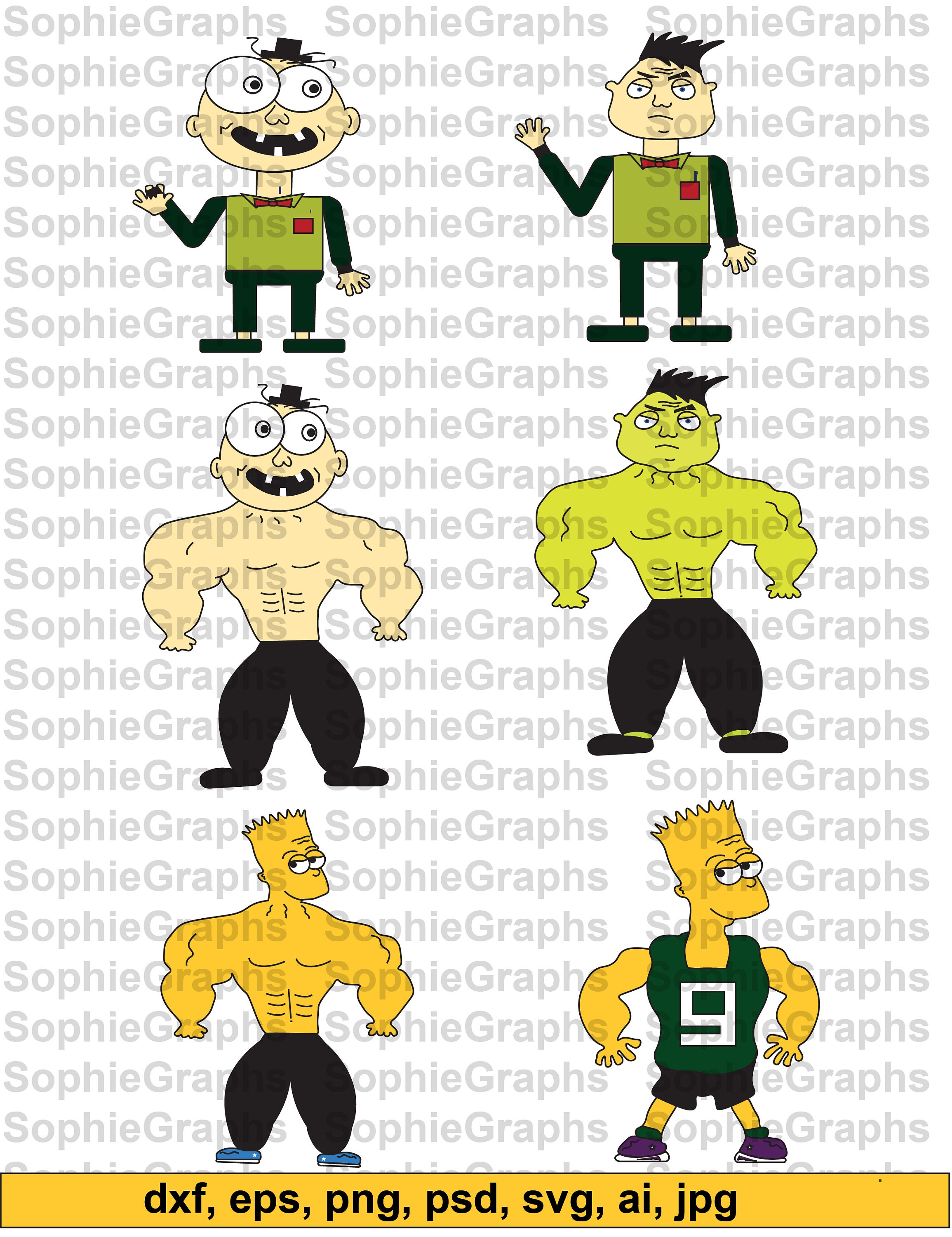 Cartoon Vector Character AI, Dxf, Eps, Psd, Svg, Png, Jpg. Download ...