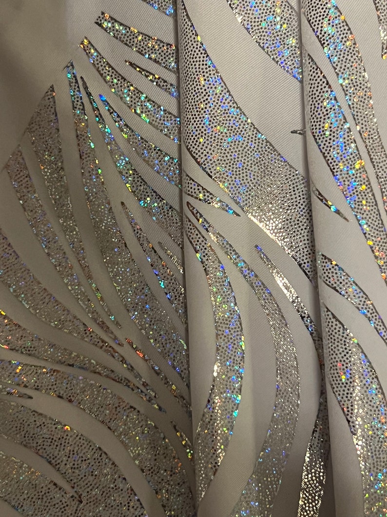 Shimmer Metallic Silver Swirls on Nylon Spandex - Etsy