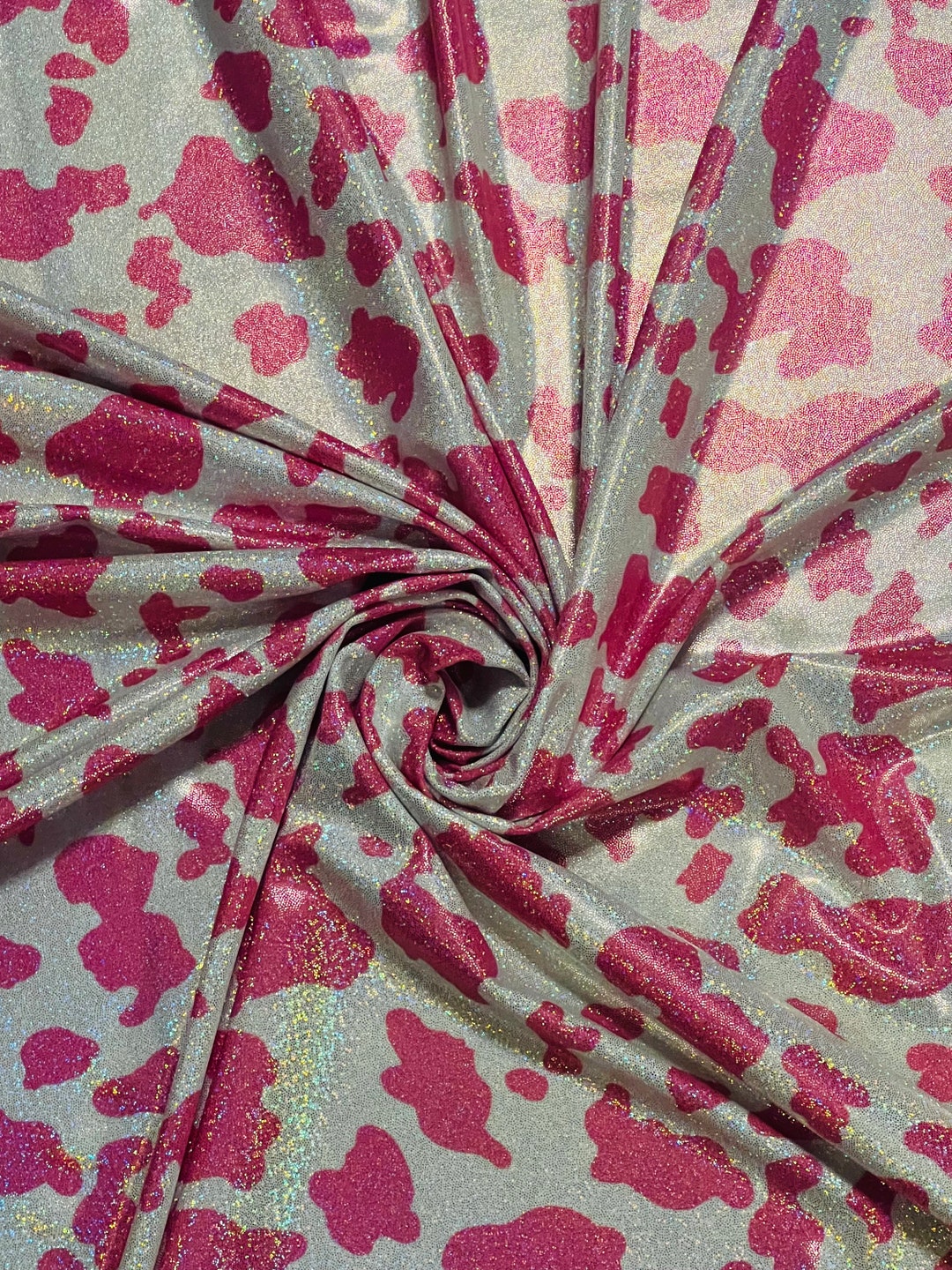 Cosmic Metallic Cow Print on Nylon Spandex - Etsy