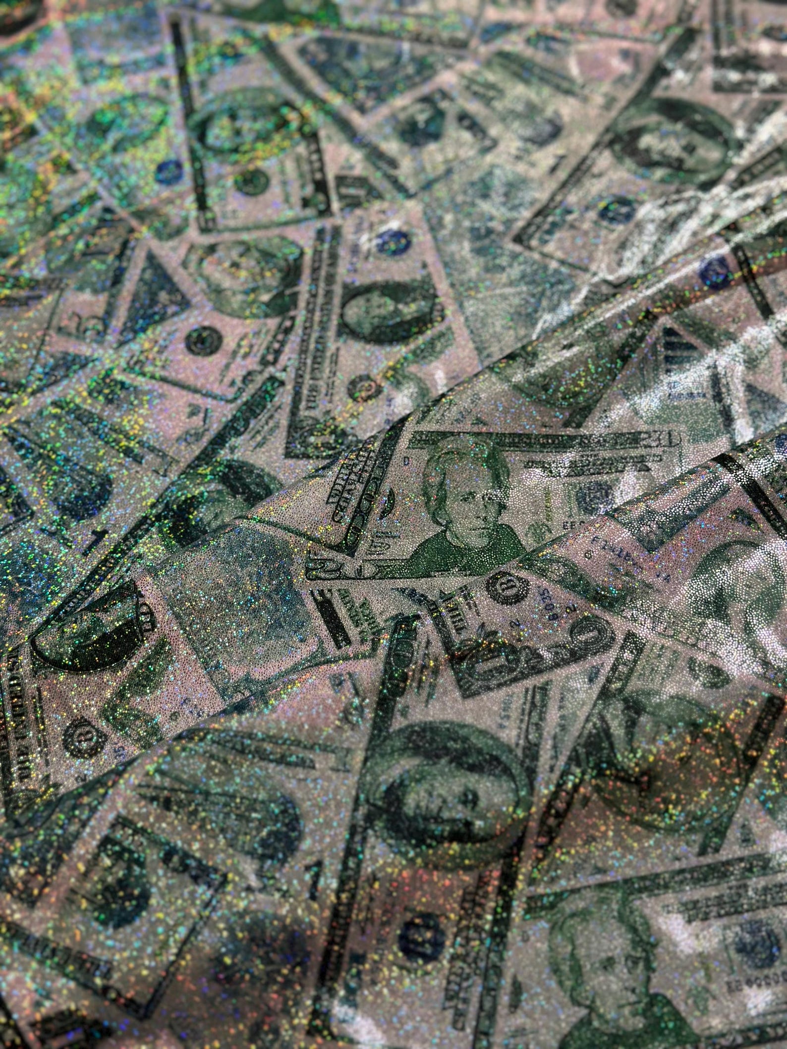 Cosmic Hologram Green Sparkle Money Design on Spandex - Etsy