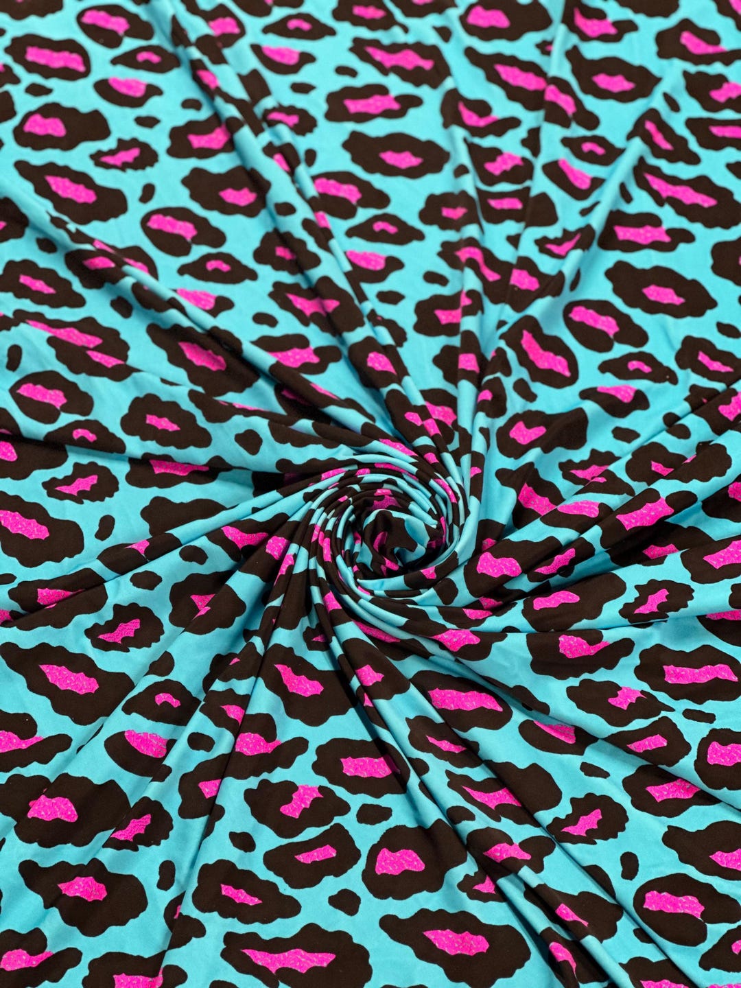 Turquoise/pink Leopard Print on Nylon Spandex - Etsy