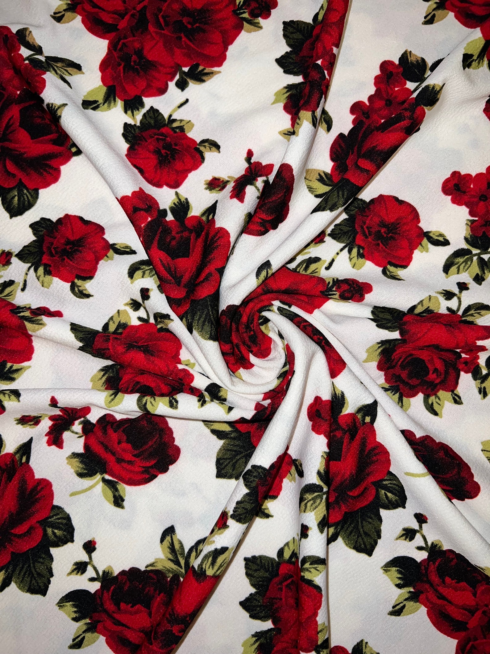Ruby Red Roses Print on Polyester Spandex - Etsy