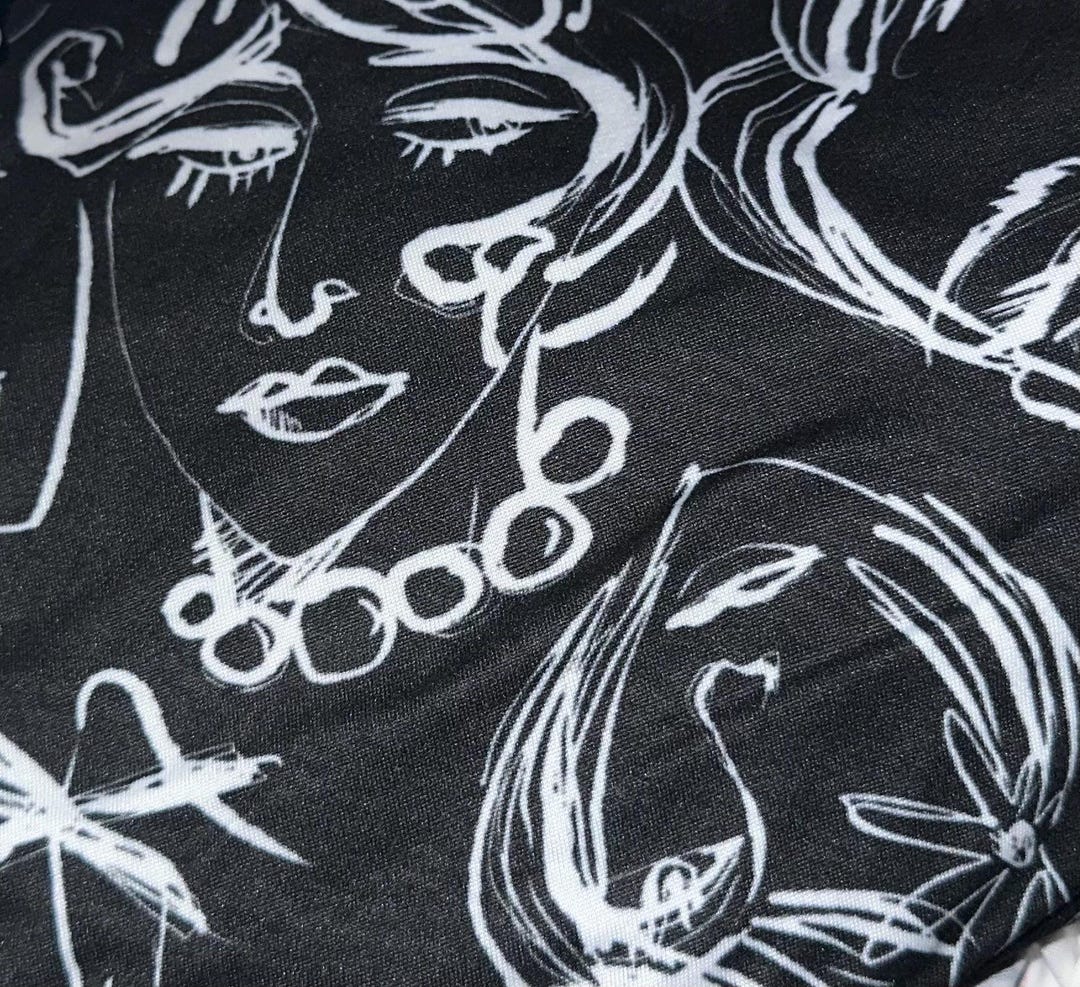 Black/white Face Outline Poly Spandex - Etsy