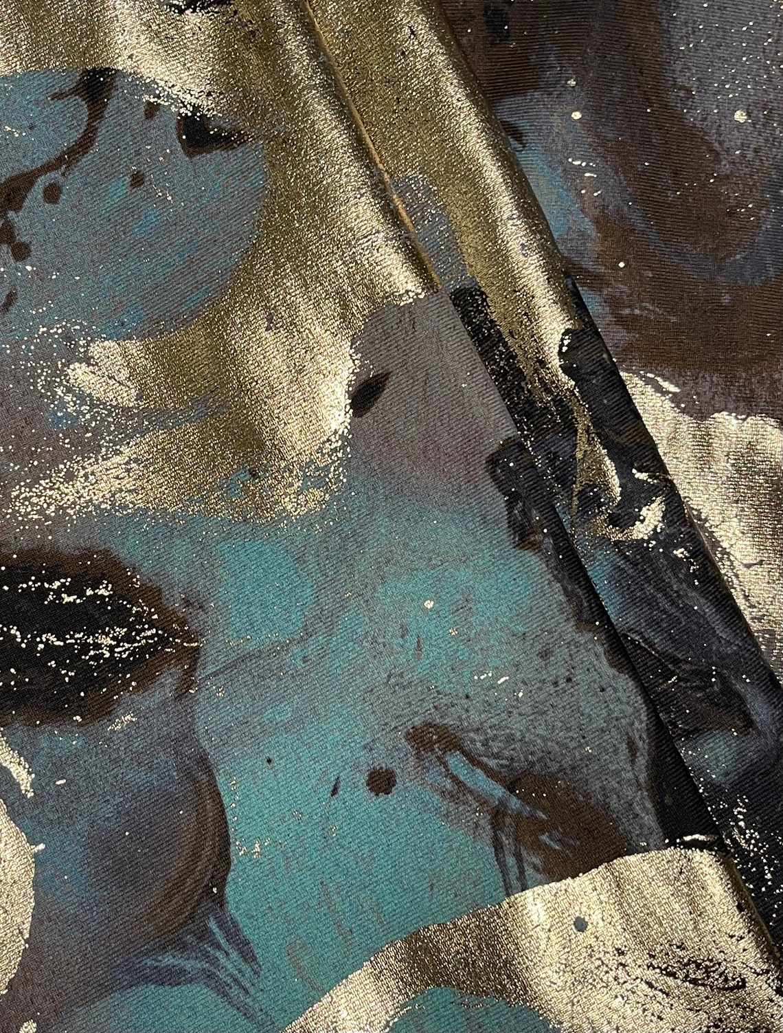 Centaurus Metallic Gold Foil Abstract Multicolor on Nylon Spandex - Etsy