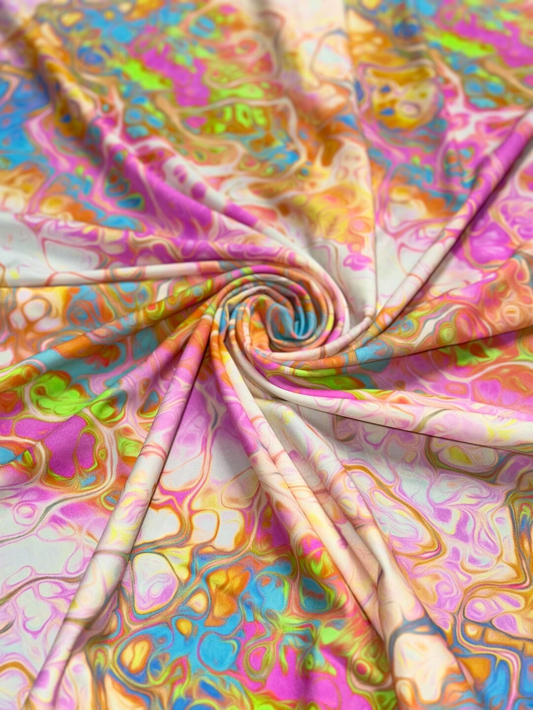 Vibrant Water Marble Design on Nylon Spandex - Etsy