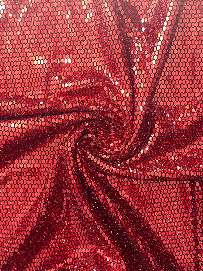 Shinny Ruby Hexagon Sequins on Spandex - Etsy