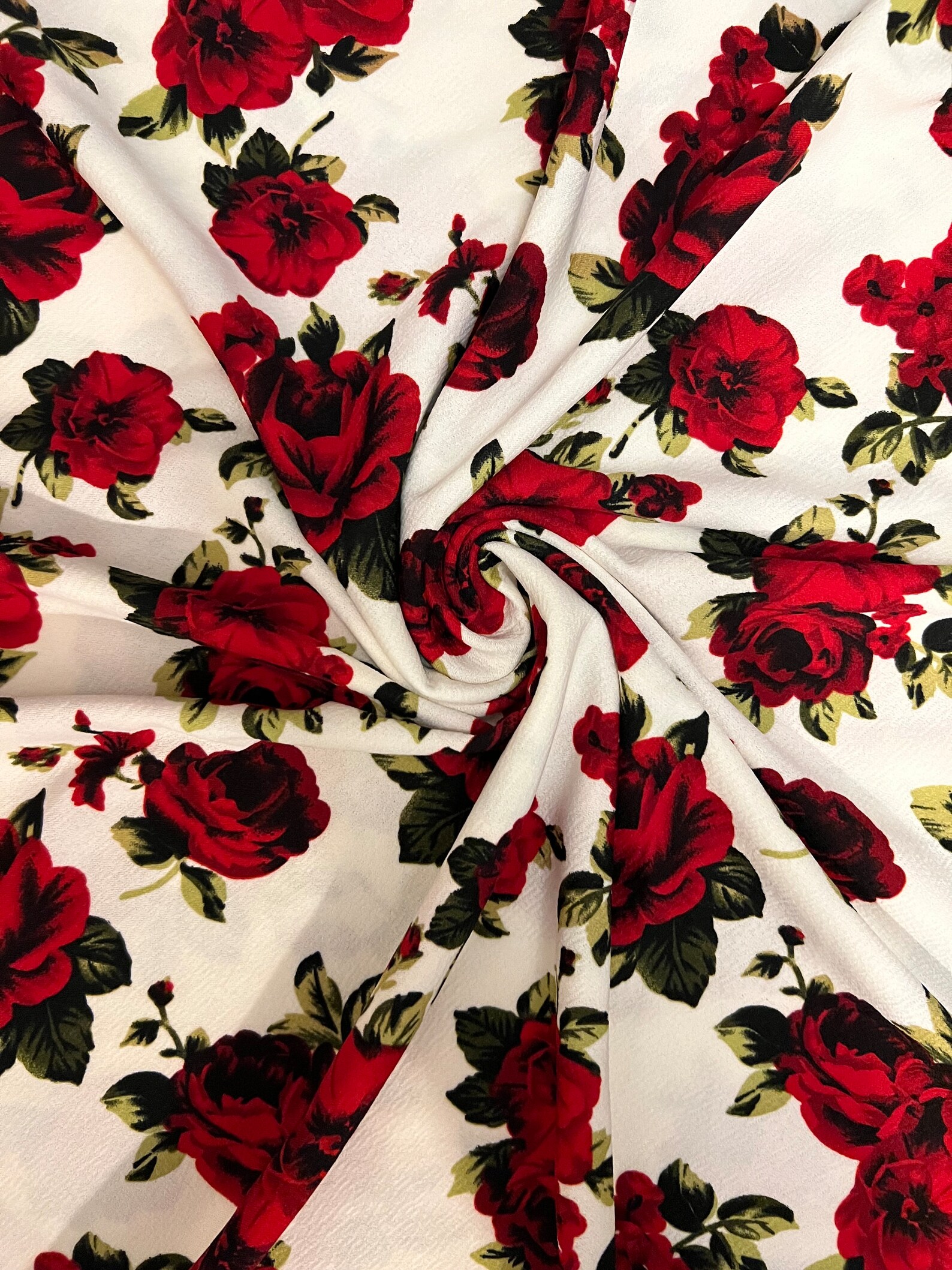 Ruby Red Roses Print on Polyester Spandex - Etsy