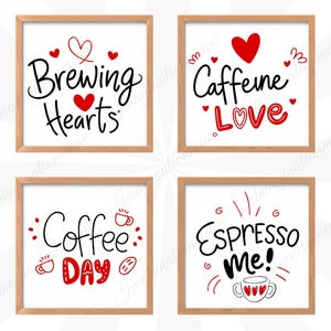 Coffee Valentine SVG Bundle, Cute Coffee Quotes PNG, Love and Lattes ...