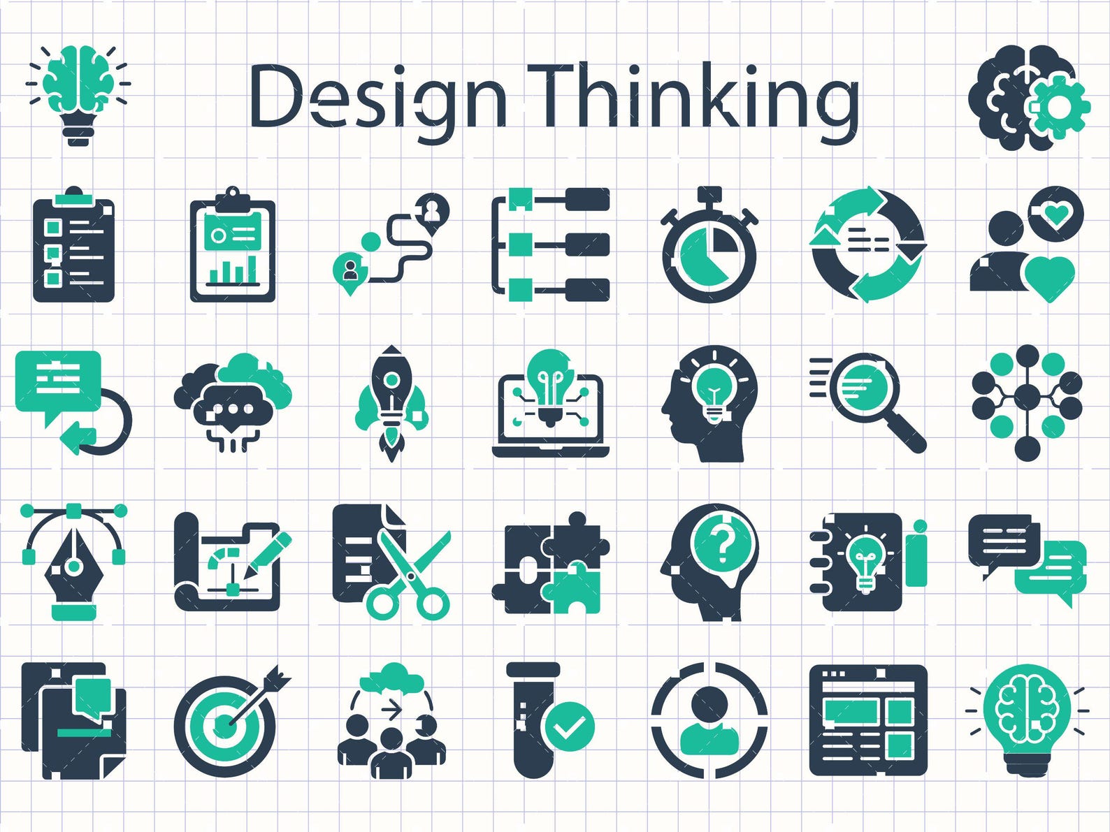Design Thinking Clipart, Creative Process Svg, Innovation Clipart Set ...
