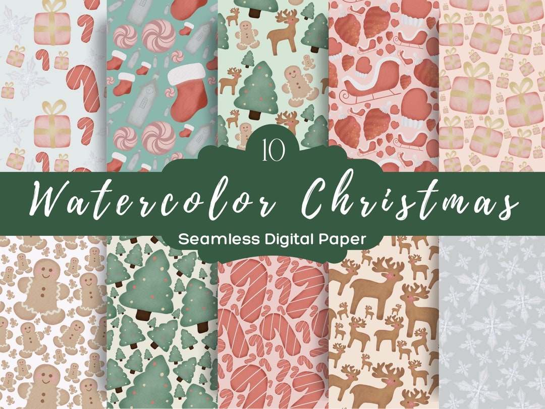 Watercolor Christmas Seamless Printable Textures Pattern - Etsy