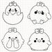 Baby Chicks Line Art Clipart, Cute Chicken SVG, Easter Chick PNG, Farm ...