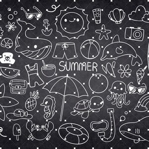 Summer Doodle Clipart, Beach SVG, Summer SVG, Ocean PNG, Tropical ...