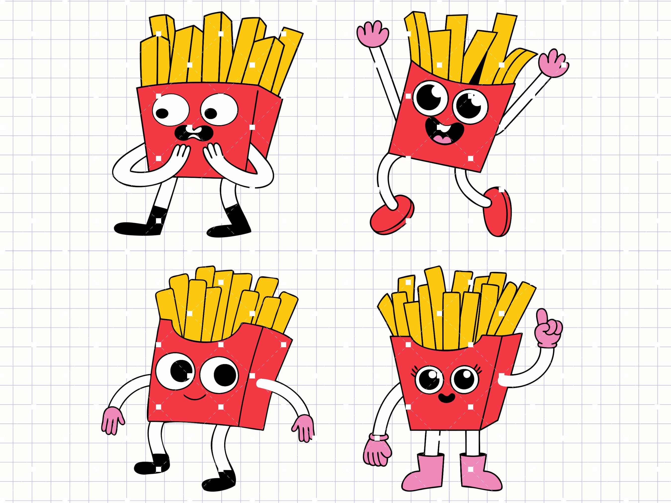 French Fries Clipart, Kawaii Food SVG, Fast Food PNG, Cute Snack ...
