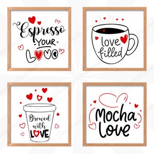 Coffee Valentine SVG Bundle, Cute Coffee Quotes PNG, Love and Lattes ...