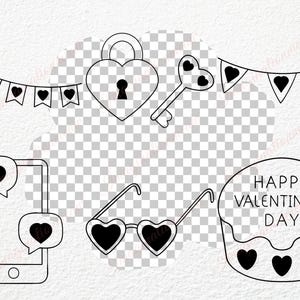 30 Valentines Day Doodle SVG, Romantic Heart and Love Clipart ...