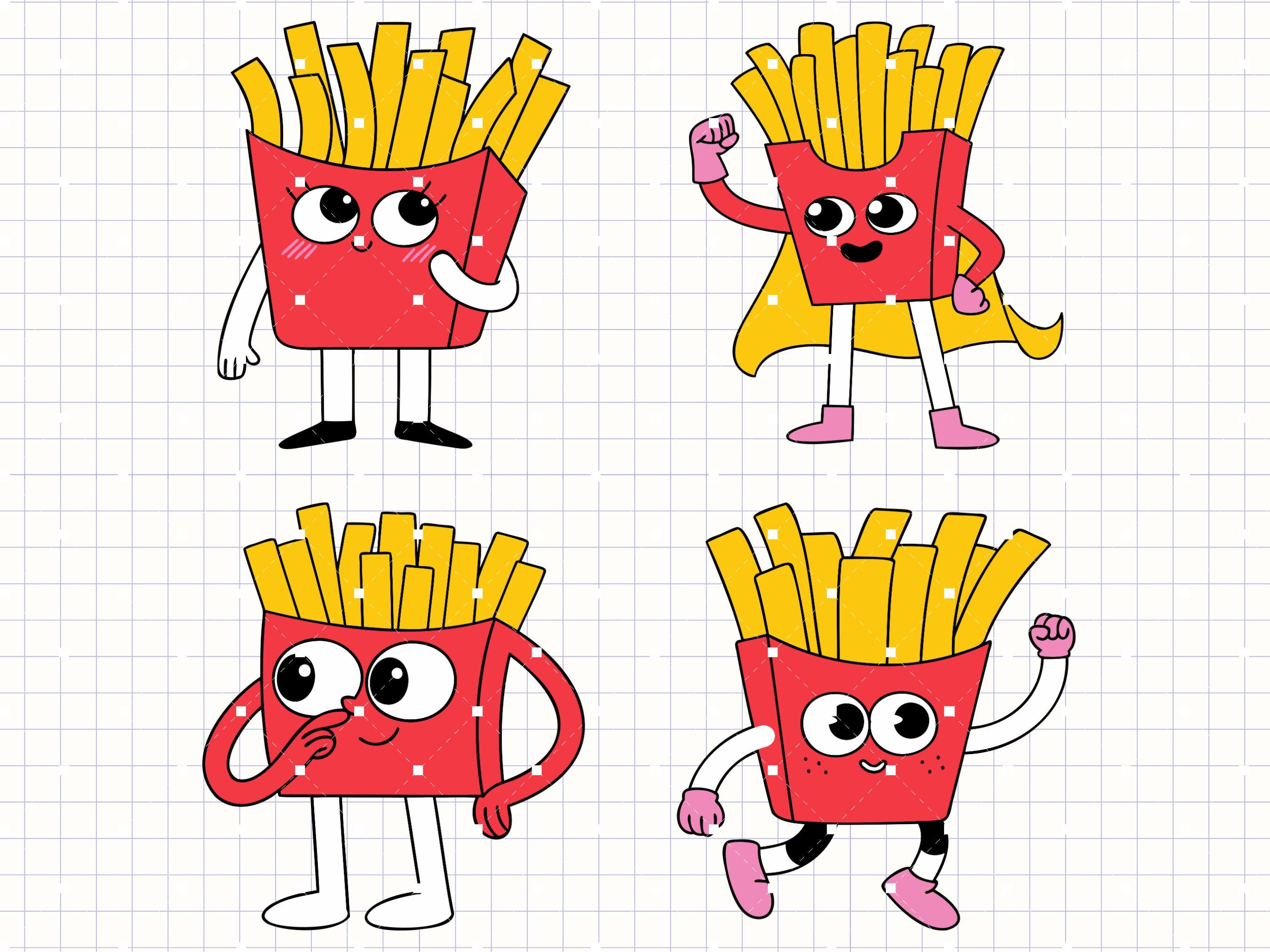 French Fries Clipart, Kawaii Food SVG, Fast Food PNG, Cute Snack ...