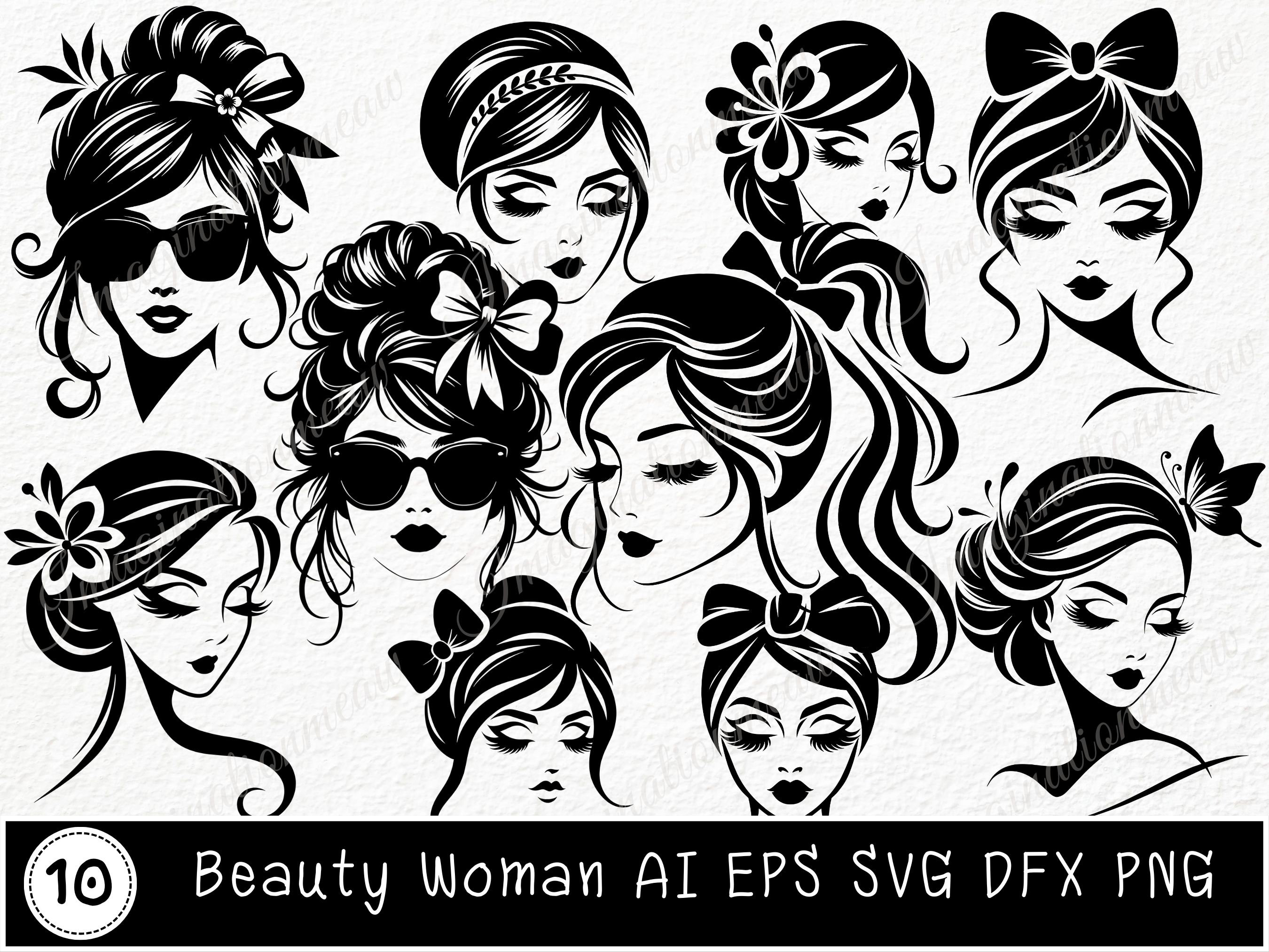 Woman Silhouette, Woman Svg, Beauty Svg, Hair Svg, Face Svg, Mom Life ...
